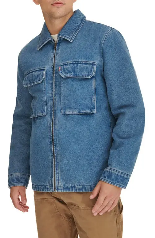 LEVI'S Insulated Cotton Denim Shirt Jacket - Medium Wash Denim