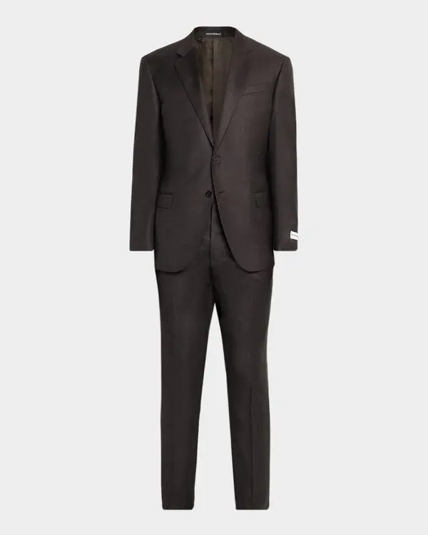 Emporio Armani Wool-blend Sharkskin G Line Suit - Brown