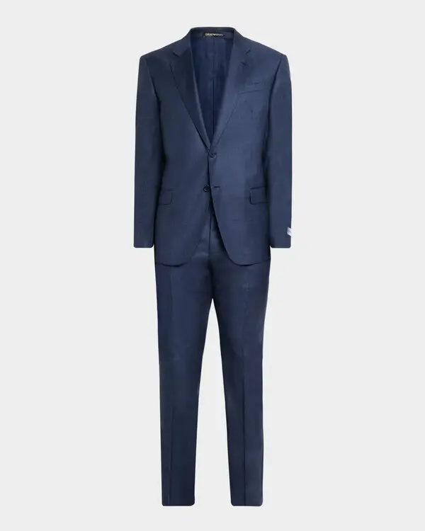 Emporio Armani Wool-blend Sharkskin G Line Suit - Solid Medium Blue