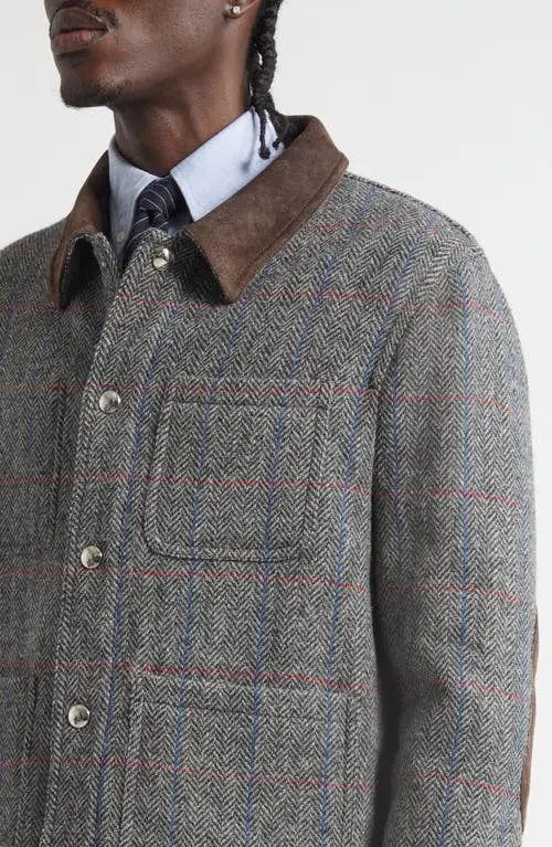 Thom Browne Herringbone Tweed Utility Jacket - Dark Grey