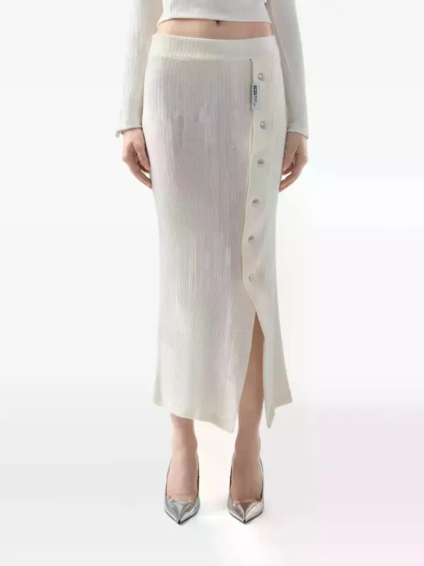 Gcds Ribbed Knit Button Detailed Skirt