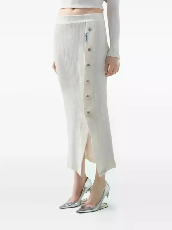 Gcds Ribbed Knit Button Detailed Skirt