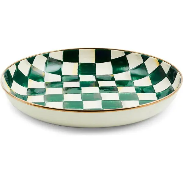 MACKENZIE-CHILDS Check Enameled Steel Abundant Bowl - Emerald