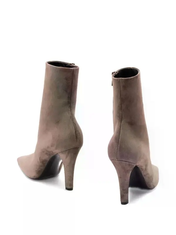 Saint Laurent Suede Ankle Boots With Sculpted Heel
