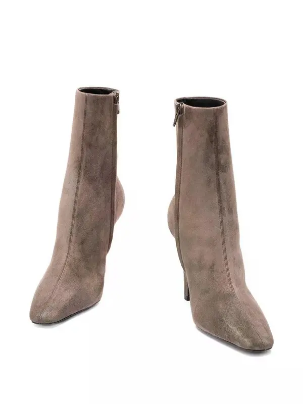 Saint Laurent Suede Ankle Boots With Sculpted Heel