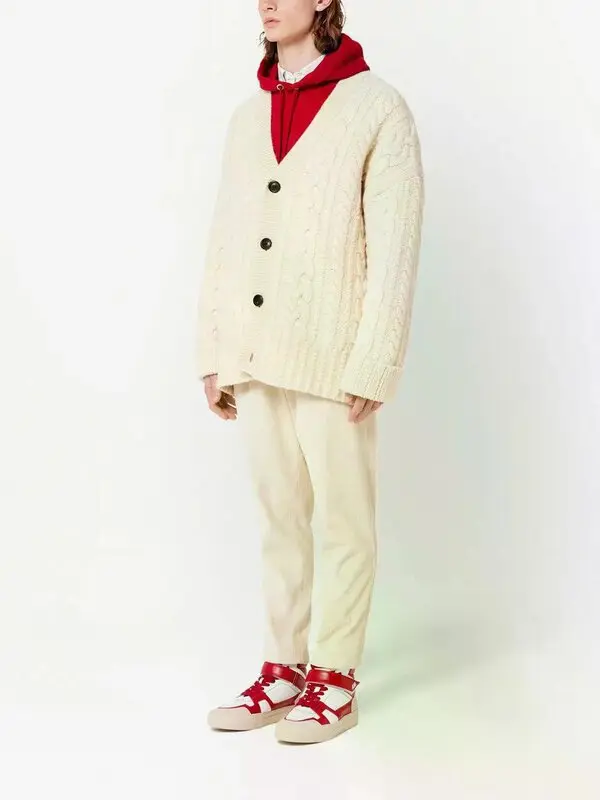 AMI Paris V-neck Cable Knit Cardigan
