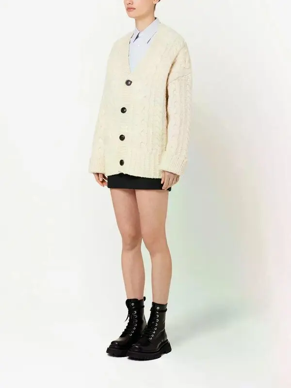 AMI Paris V-neck Cable Knit Cardigan