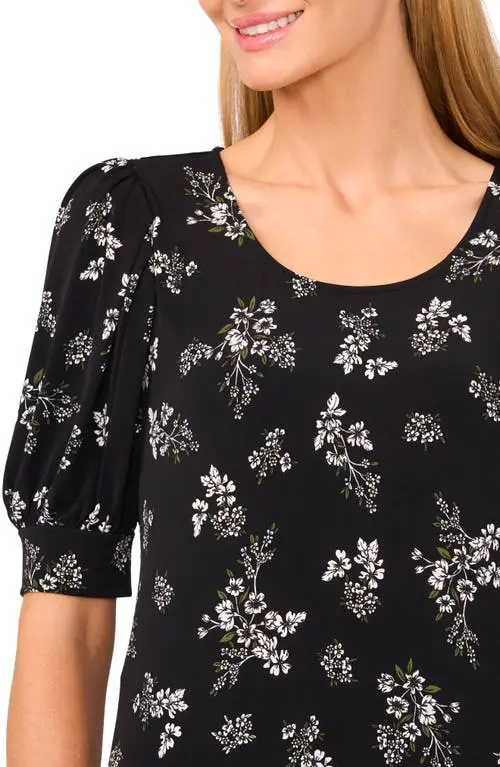 CECE DUPRAZ Floral Print Puff Shoulder Top