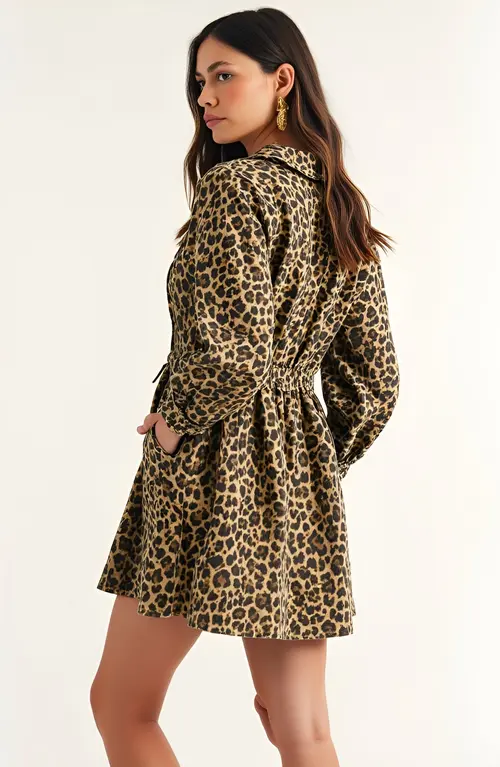 MODENAIRE Long-sleeve Mini Dress With Oversized Collar