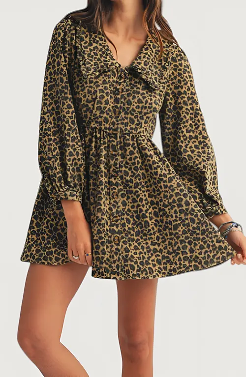 MODENAIRE Long-sleeve Mini Dress With Oversized Collar