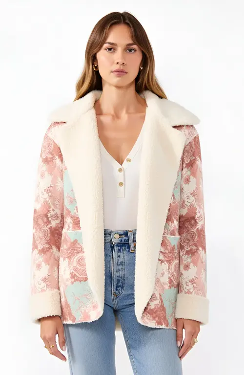 MODENAIRE Plush Trim Fleece Hooded Jacket