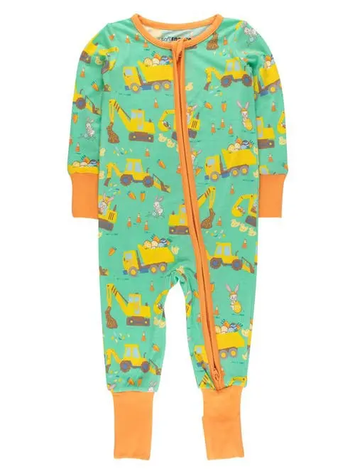 RUFFLEBUTTS Softsnooze Baby Convertible One Piece Pajama - Bunny Builders