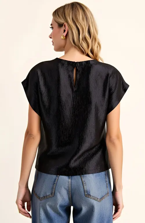 MODENAIRE Textured Satin Blouse With Keyhole Back
