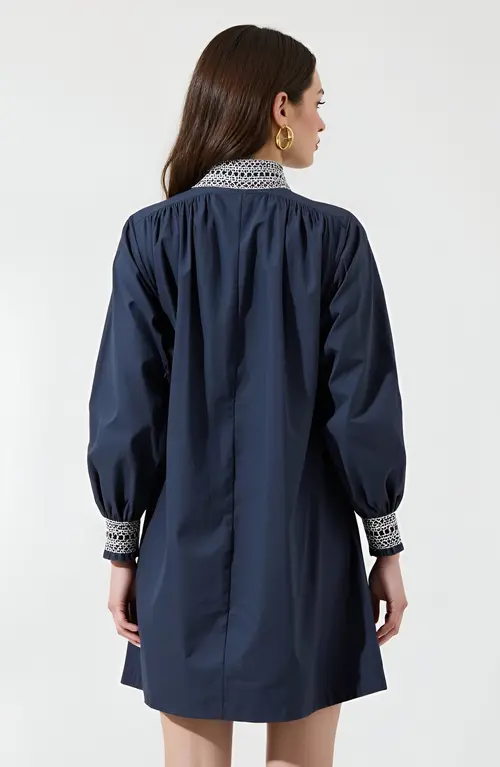 MODENAIRE Long-sleeve Embroidered Mini Dress