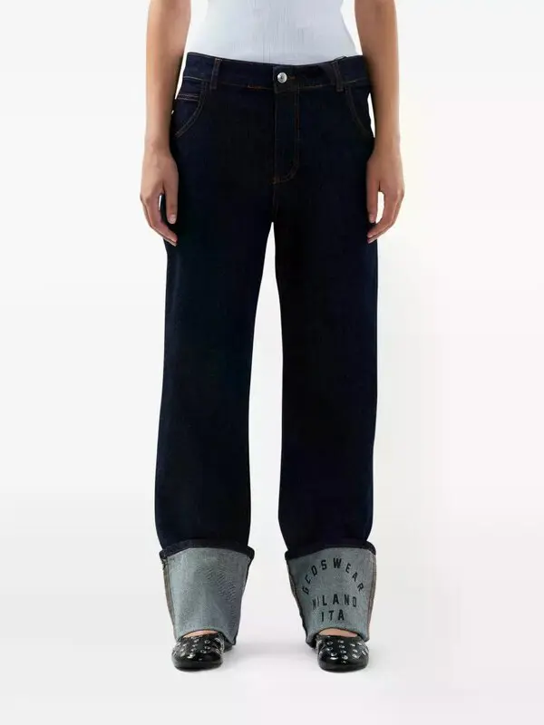 Gcds Logo-patch Jeans - Blue