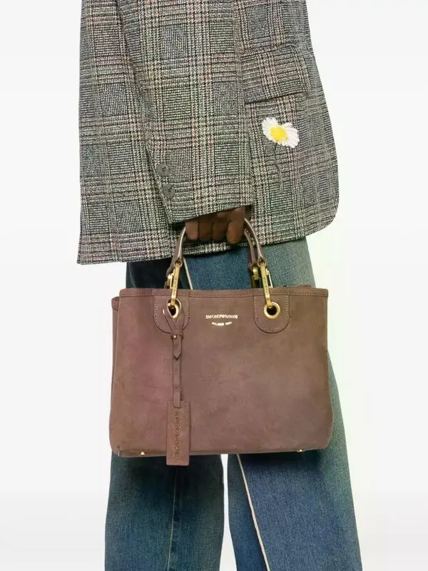 Emporio Armani Suede Tote Bag With Logo