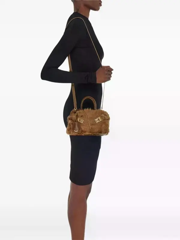 FERRAGAMO Mini Hug Shearling Cross Body Bag With Buckle