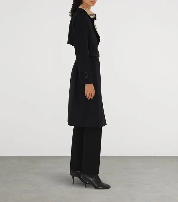 Burberry Long Check Gabardine Trench Coat - Black