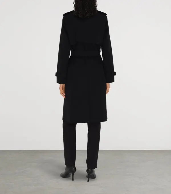Burberry Long Check Gabardine Trench Coat - Black