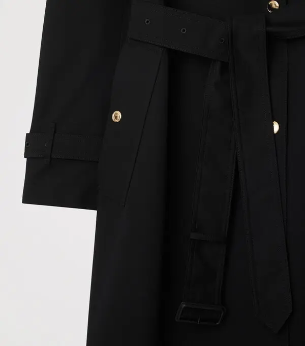 Burberry Long Check Gabardine Trench Coat - Black
