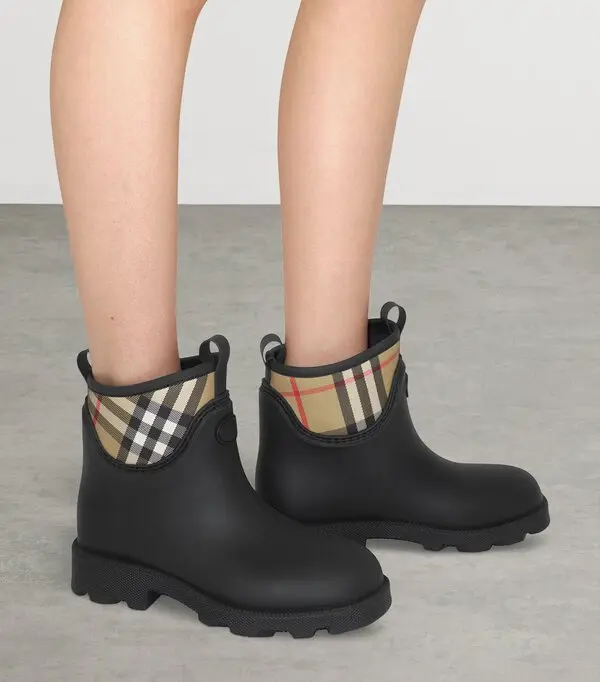 Burberry Rubber Nova Check Rain Boots - Black