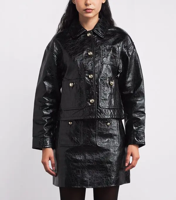 Claudie Pierlot Cropped Leather Jacket