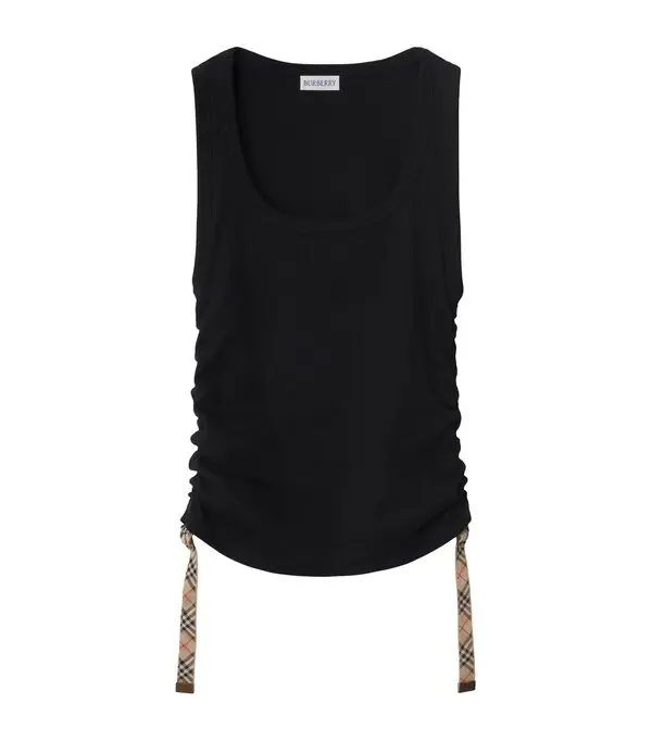 Burberry Cotton-blend Gathered Tank Top - Black