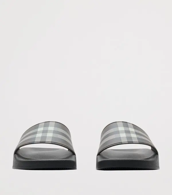 Burberry Checked Slides - Brown