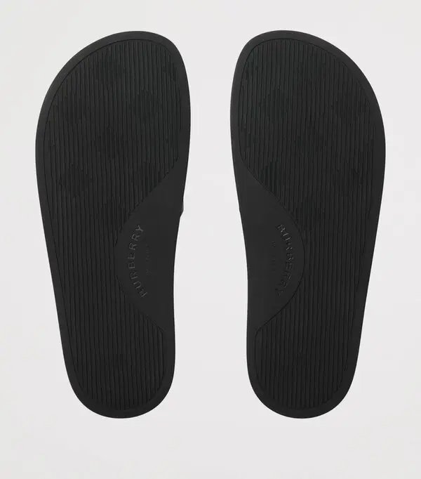 Burberry Checked Slides - Brown