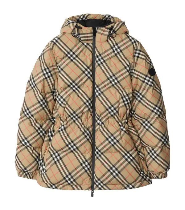 Burberry Quilted Check Puffer Jacket - Beige