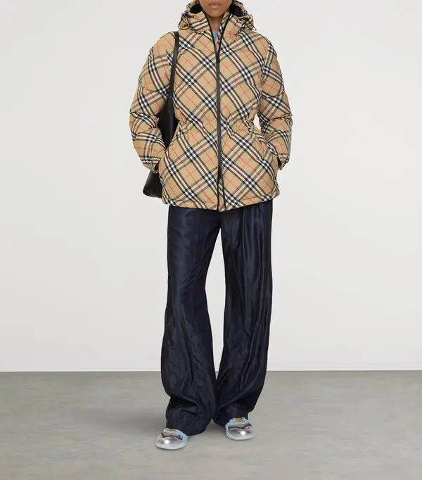 Burberry Quilted Check Puffer Jacket - Beige