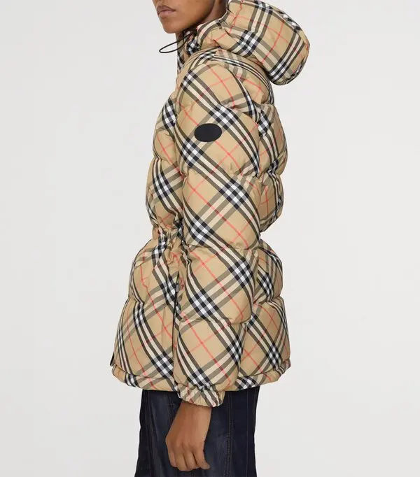 Burberry Quilted Check Puffer Jacket - Beige