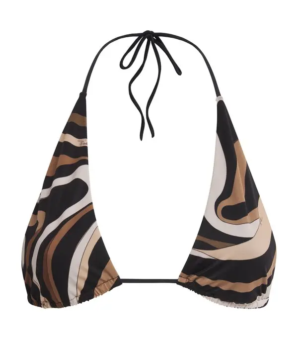 Emilio Pucci Marmo Print Triangle Bikini Top - Brown