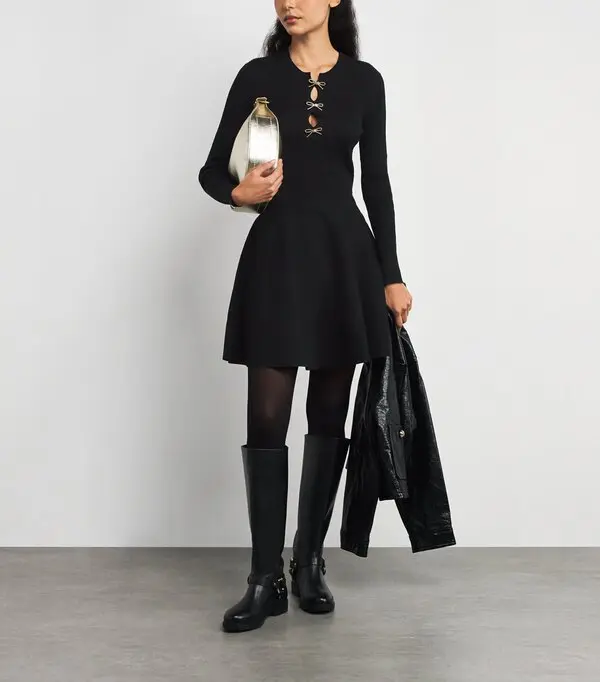 Claudie Pierlot Knit Bow-Detail Mini Dress In Black | Editorialist