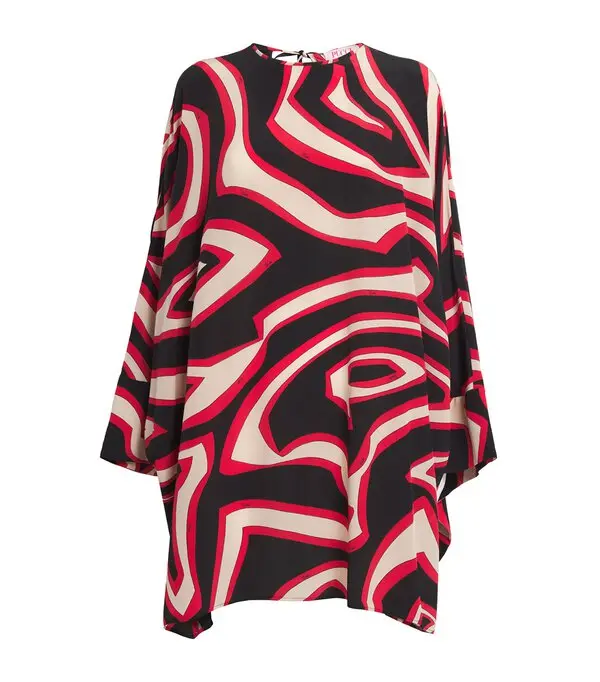 Emilio Pucci Silk Labirinto Print Mini Kaftan Dress