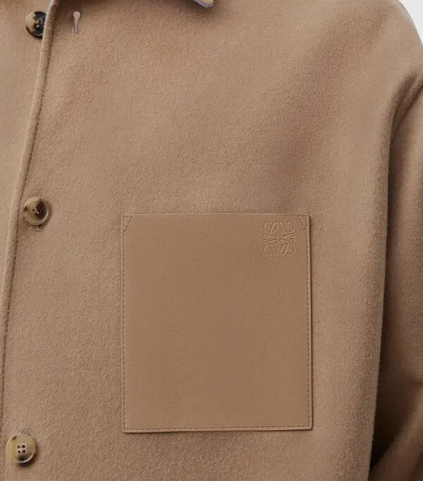 Loewe Wool-cashmere Anagram Overshirt - Brown