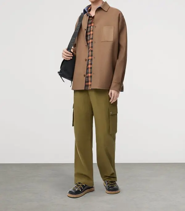 Loewe Wool-cashmere Anagram Overshirt - Brown