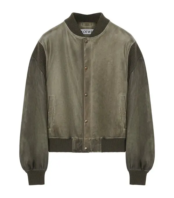 Loewe Nappa Leather Bomber Jacket - Green