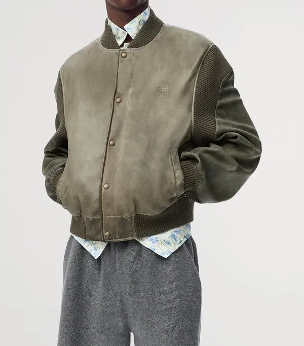 Loewe Nappa Leather Bomber Jacket - Green