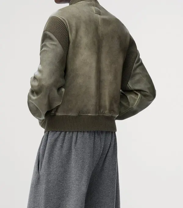 Loewe Nappa Leather Bomber Jacket - Green