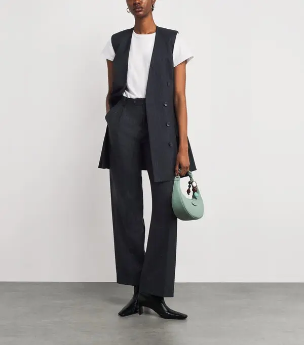 Sandro Pinstripe Embellished Trousers