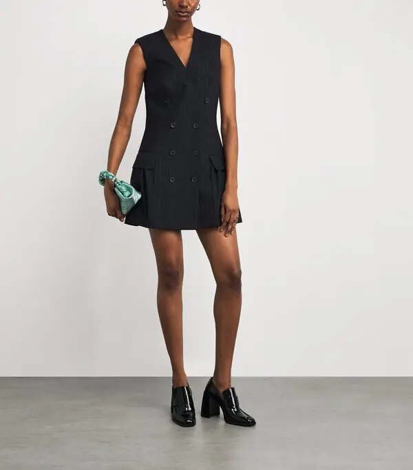 Sandro Embellished Pinstripe Mini Dress In Blue - 40% Off | Editorialist