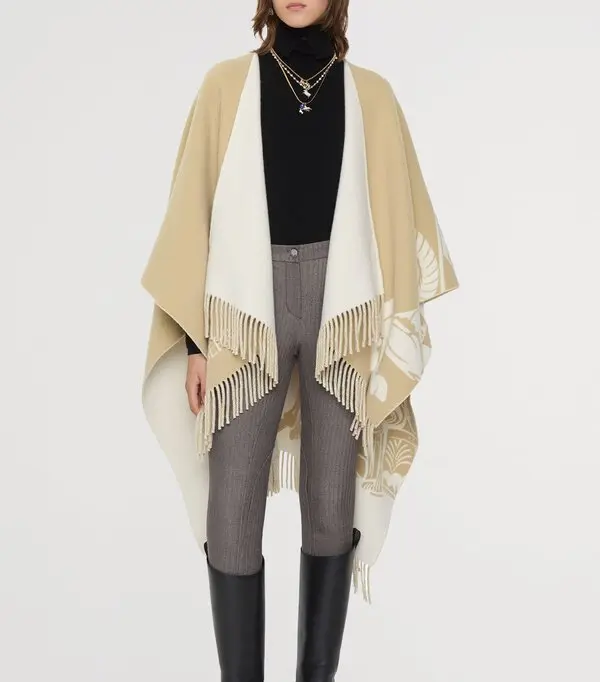 Burberry Wool-cashmere Ekd Cape - Beige