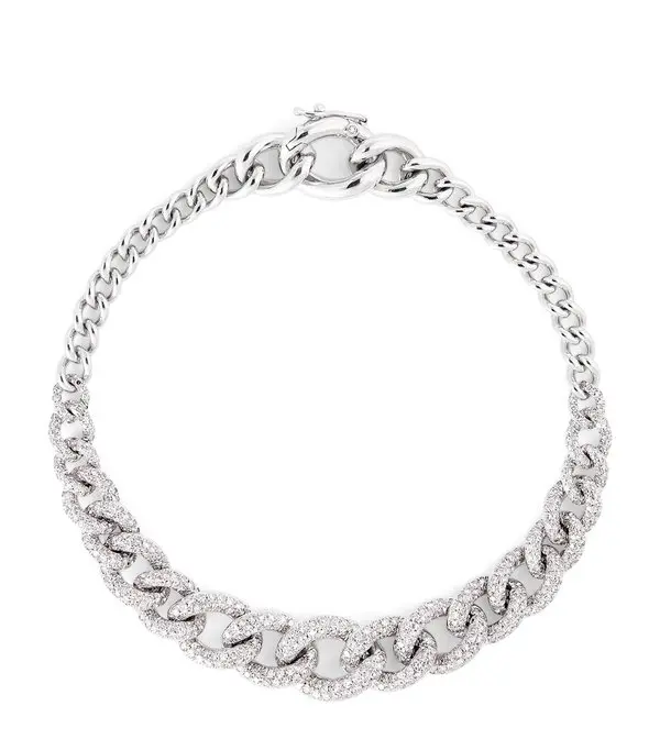 Shay Gold And Diamond Gradual Pavé Link Bracelet - White