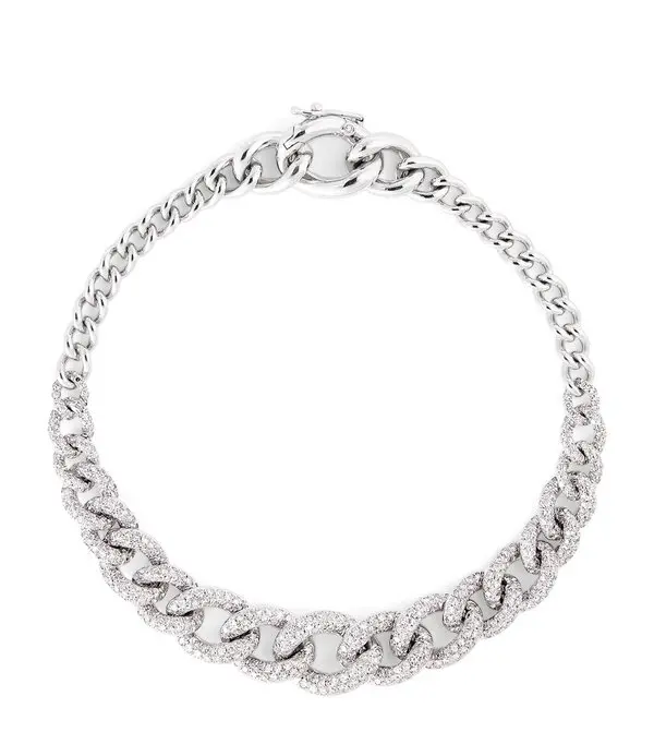 Shay Gold And Diamond Gradual Pavé Link Bracelet - White
