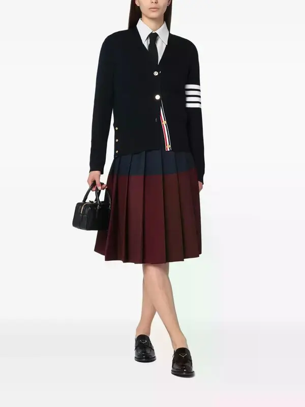 Thom Browne Wool V-neck Cardigan With 4-bar Stripe Detailing
