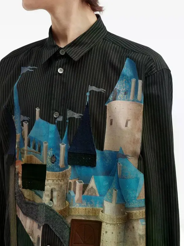 KHOKI Striped Castle-detail Shirt