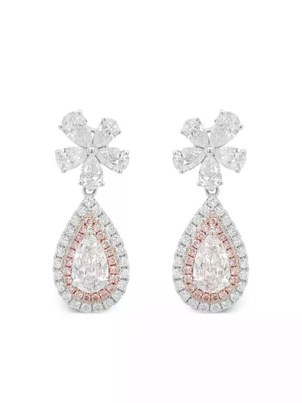 HYT JEWELRY Diamond Flower Drop Earrings - Silver