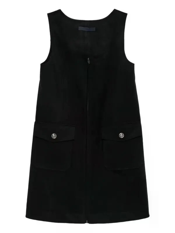 JUUN.J Zip-up Flap-pocket Mini Dress - Black