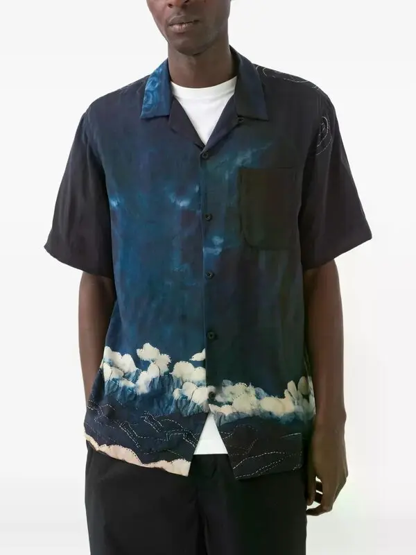 MAHARISHI 6230 Boro Crane Graphic Shirt - Blue